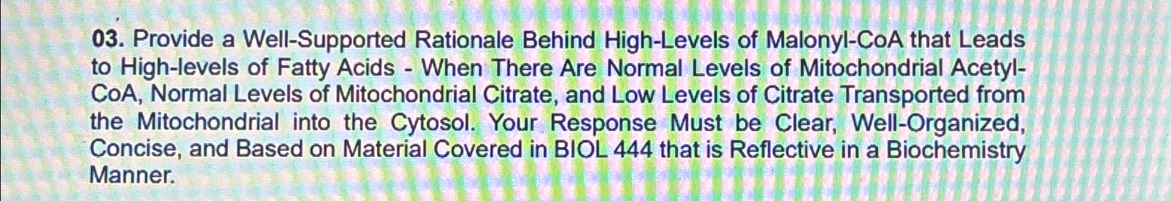 Solved Provide a Well-Supported Rationale Behind High-Levels | Chegg.com