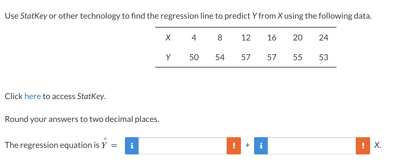 Solved Use StatKey or other technology to find the | Chegg.com