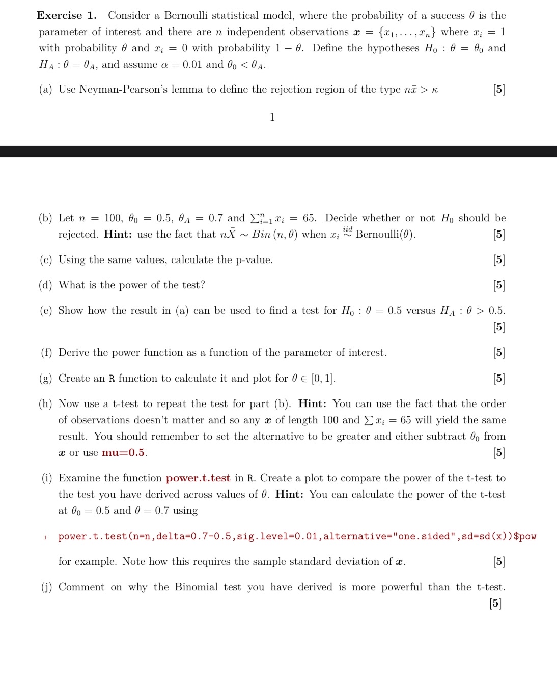 Solved Exercise 1. ﻿Consider a Bernoulli statistical model, | Chegg.com