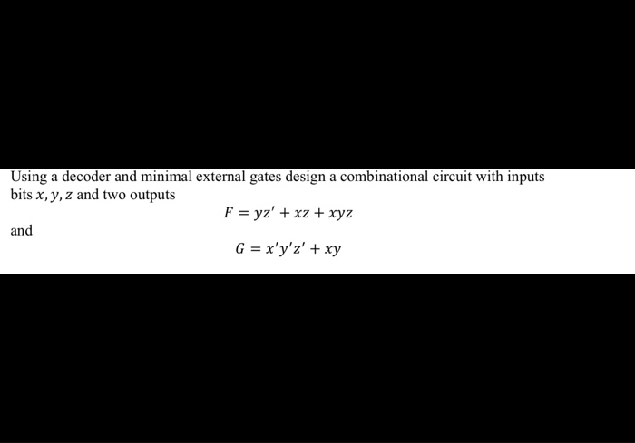 Solved Using a decoder and minimal external gates design a | Chegg.com
