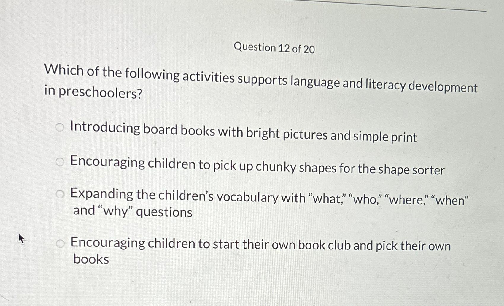 Solved Question 12 ﻿of 20Which of the following activities | Chegg.com