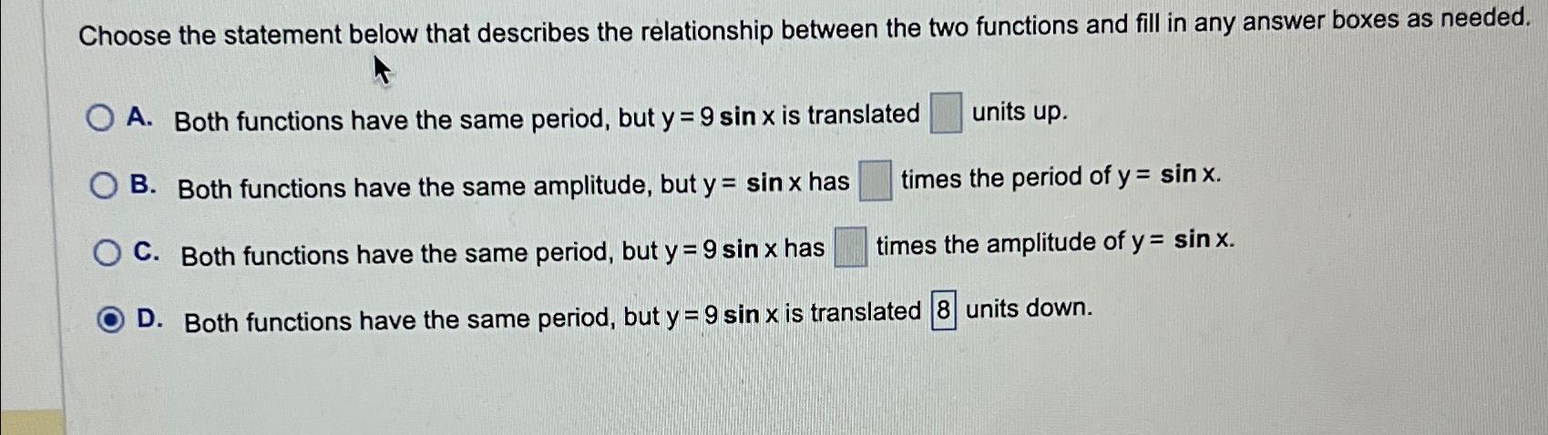 Solved Choose the statement below that describes the | Chegg.com