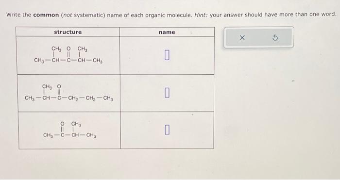 Solved Write the common (not systematic) name of each | Chegg.com