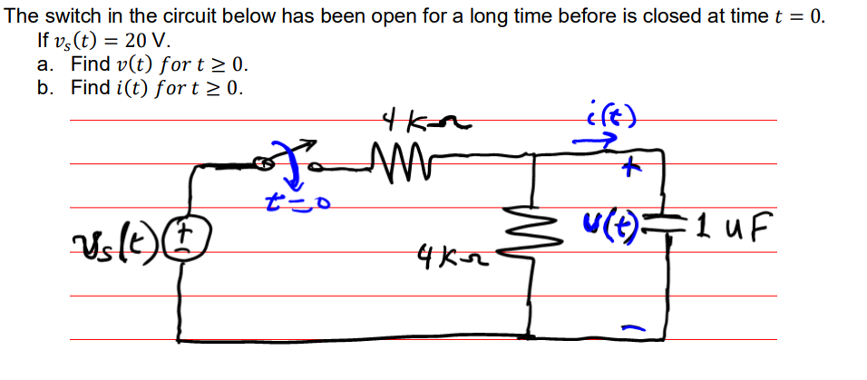 The switch in the circuit below has been open for a | Chegg.com