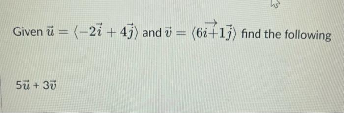 Solved Given u= −2i+4j and v= 6i+1j find the direction of | Chegg.com