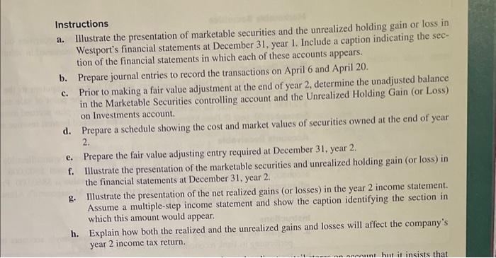 Solved L07-1, L07.4 At December 31, year 1. Westport | Chegg.com