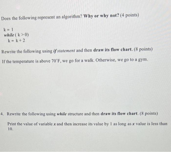 Solved Does the following represent an algorithm? Why or why | Chegg.com
