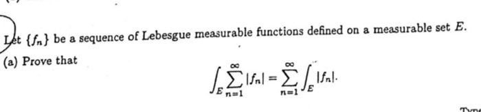 Solved Lét {fn} be a sequence of Lebesgue measurable | Chegg.com