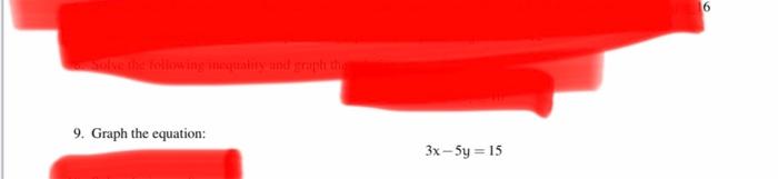 Solved 6 9. Graph the equation: 3x−5y=15 | Chegg.com