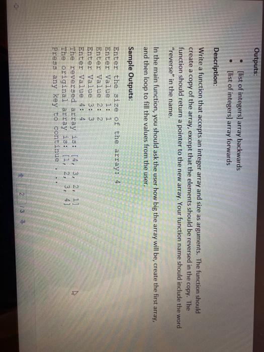 Solved Inputs: . [integer) array size o Validation: Must be | Chegg.com