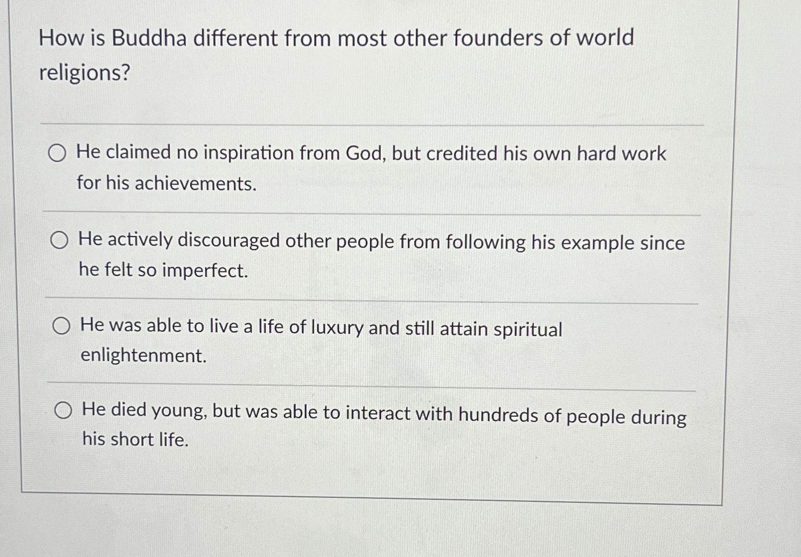 How is Buddha different from most other founders of | Chegg.com