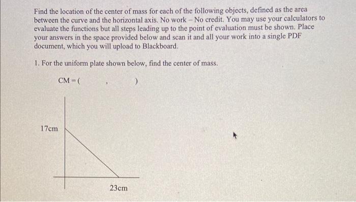 Solved Find the location of the center of mass for each of | Chegg.com