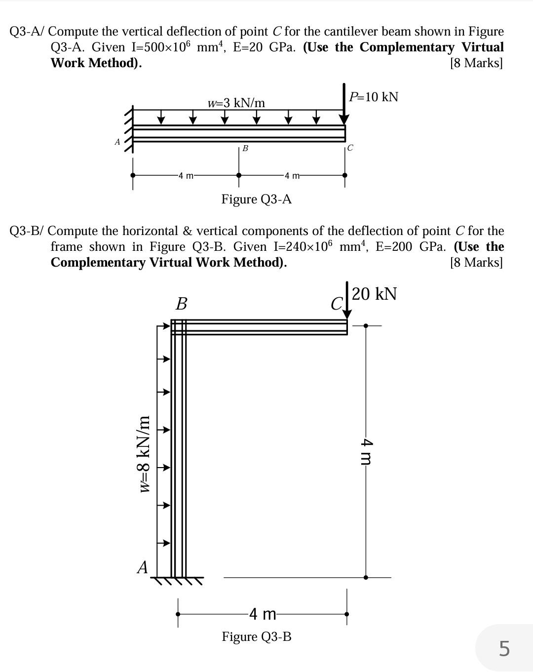 Solved Q3-A/ Compute the vertical deflection of point C for | Chegg.com
