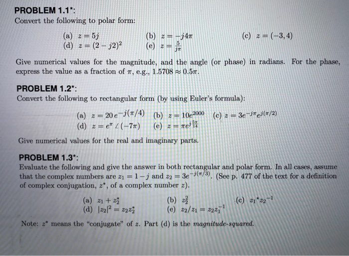 Solved PROBLEM 1.1*: Convert the following to polar form: | Chegg.com