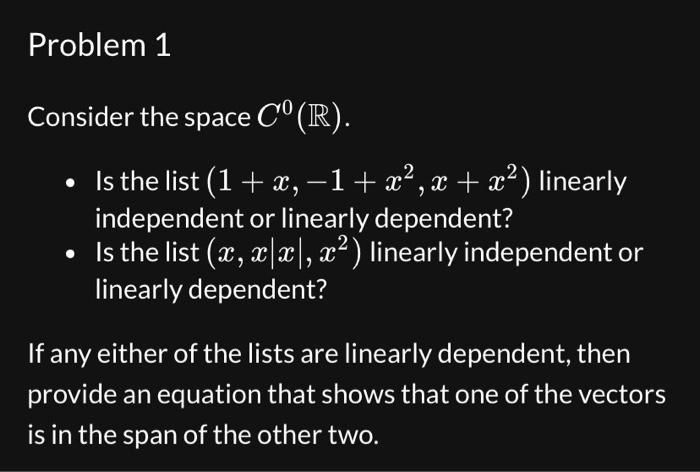 Solved Consider the space C0(R) - Is the list | Chegg.com