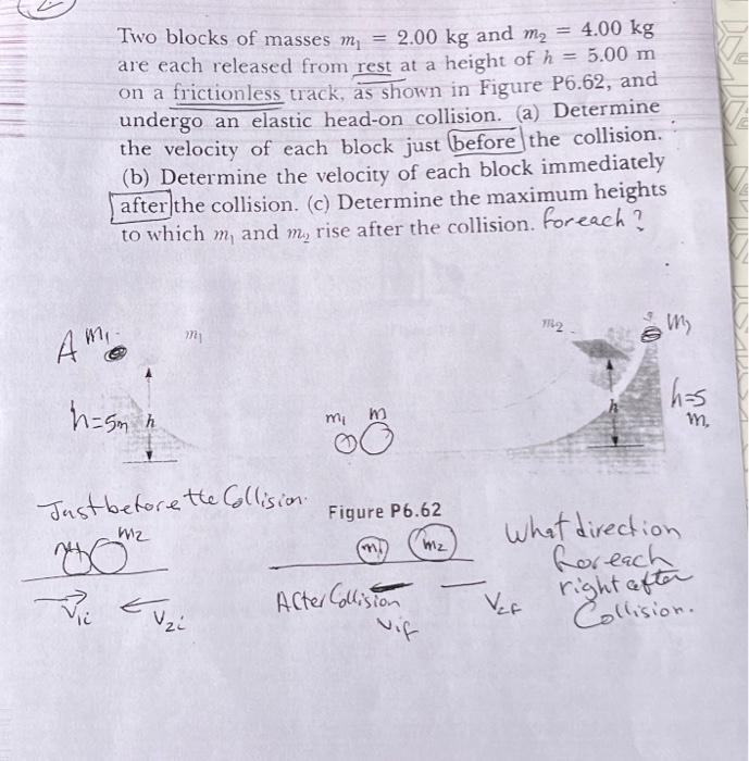 Solved Two blocks of masses m1=2.00 kg and m2=4.00 kg are | Chegg.com