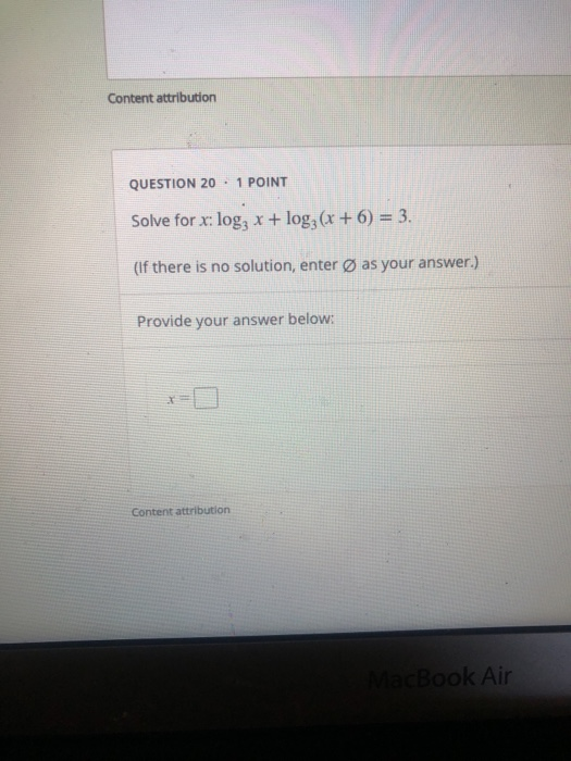Solved Content attribution QUESTION 20 . 1 POINT Solve for | Chegg.com