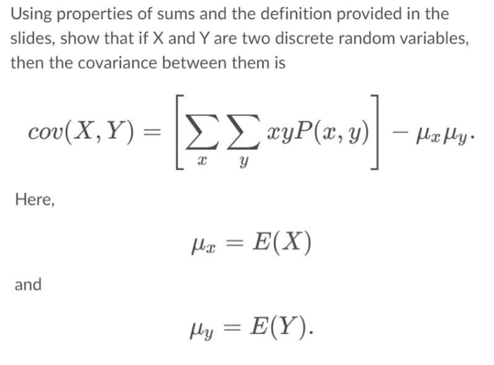 Solved Using properties of sums and the definition provided | Chegg.com