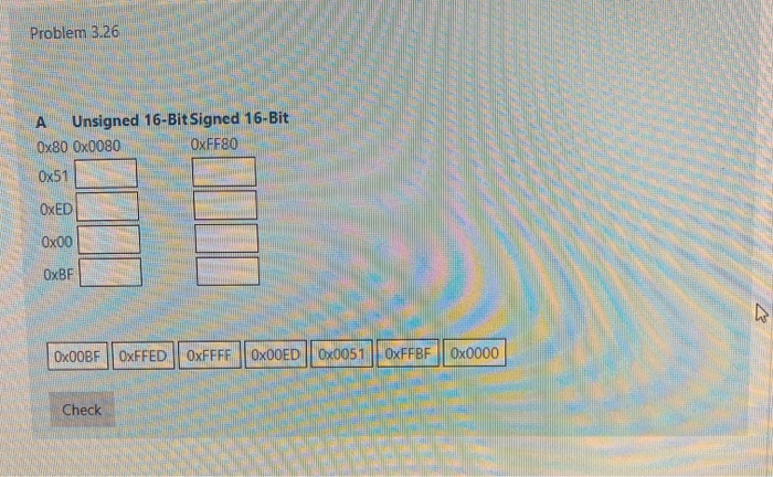 Solved Problem 3.26 A Unsigned 16-Bit Signed 16-Bit 0x80 | Chegg.com