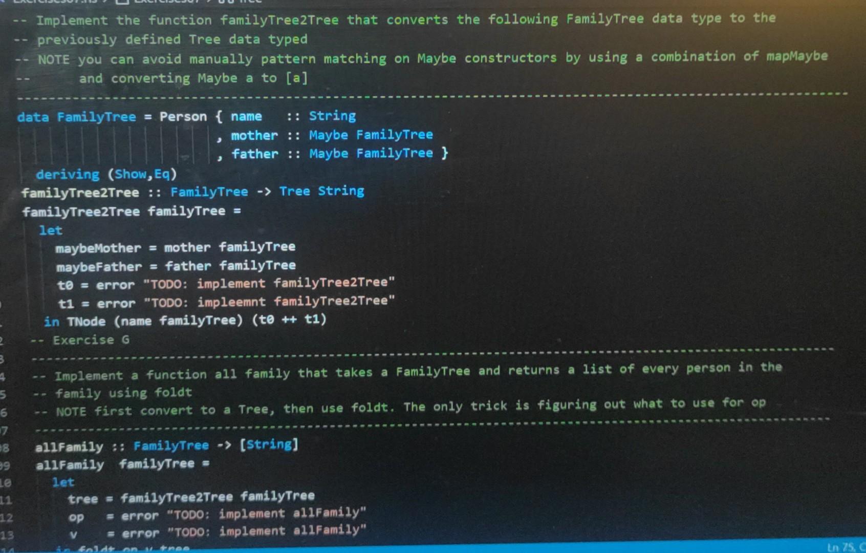 Implement the function familyTree2Tree that converts | Chegg.com