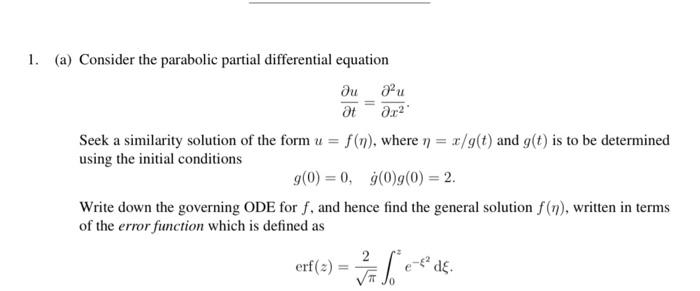 Solved 1 A Consider The Parabolic Partial Differential