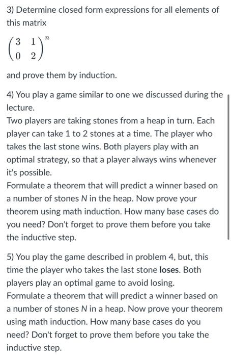 Solved 3) Determine closed form expressions for all elements | Chegg.com