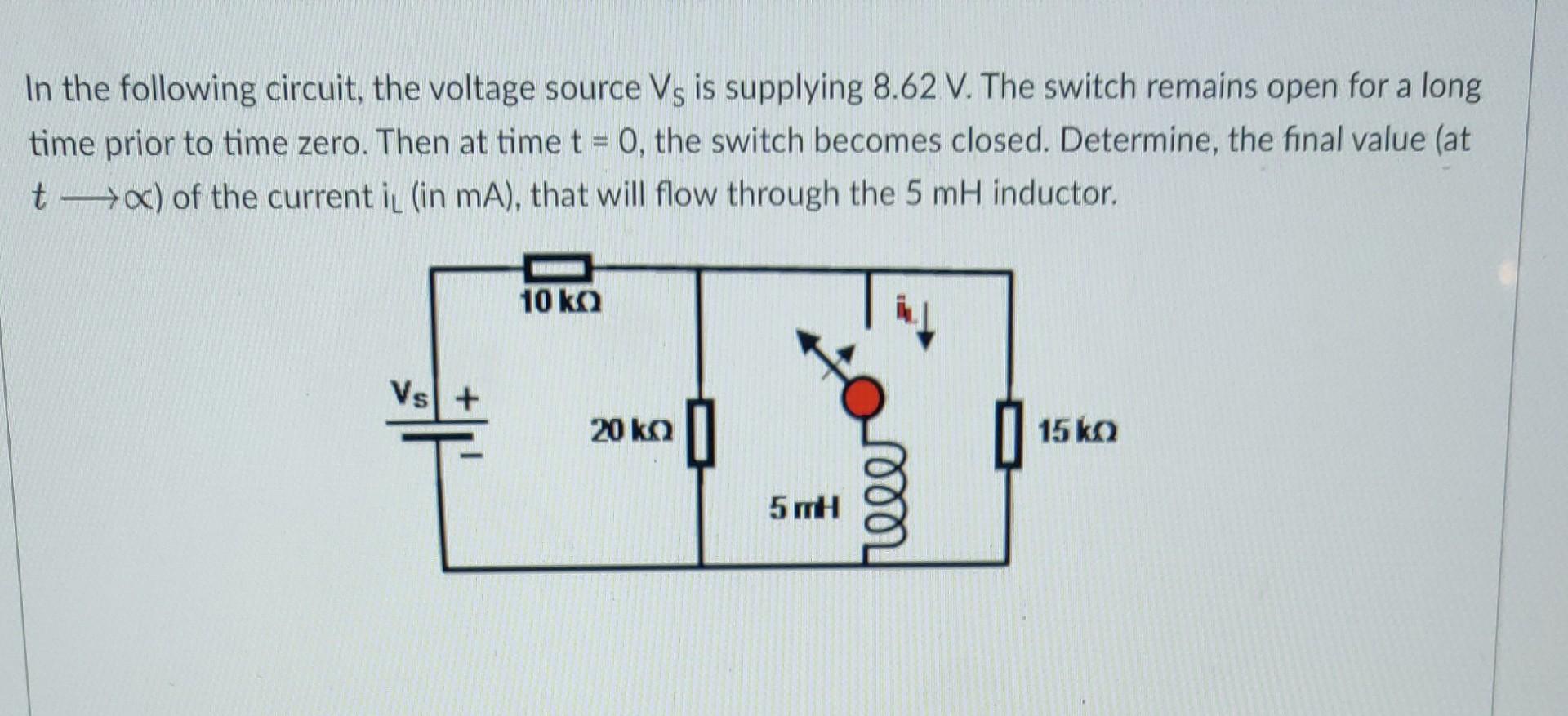 Solved In the following circuit, the voltage source VS is | Chegg.com
