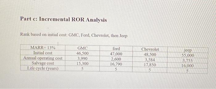 choose best alternative based on Incremental ROR | Chegg.com