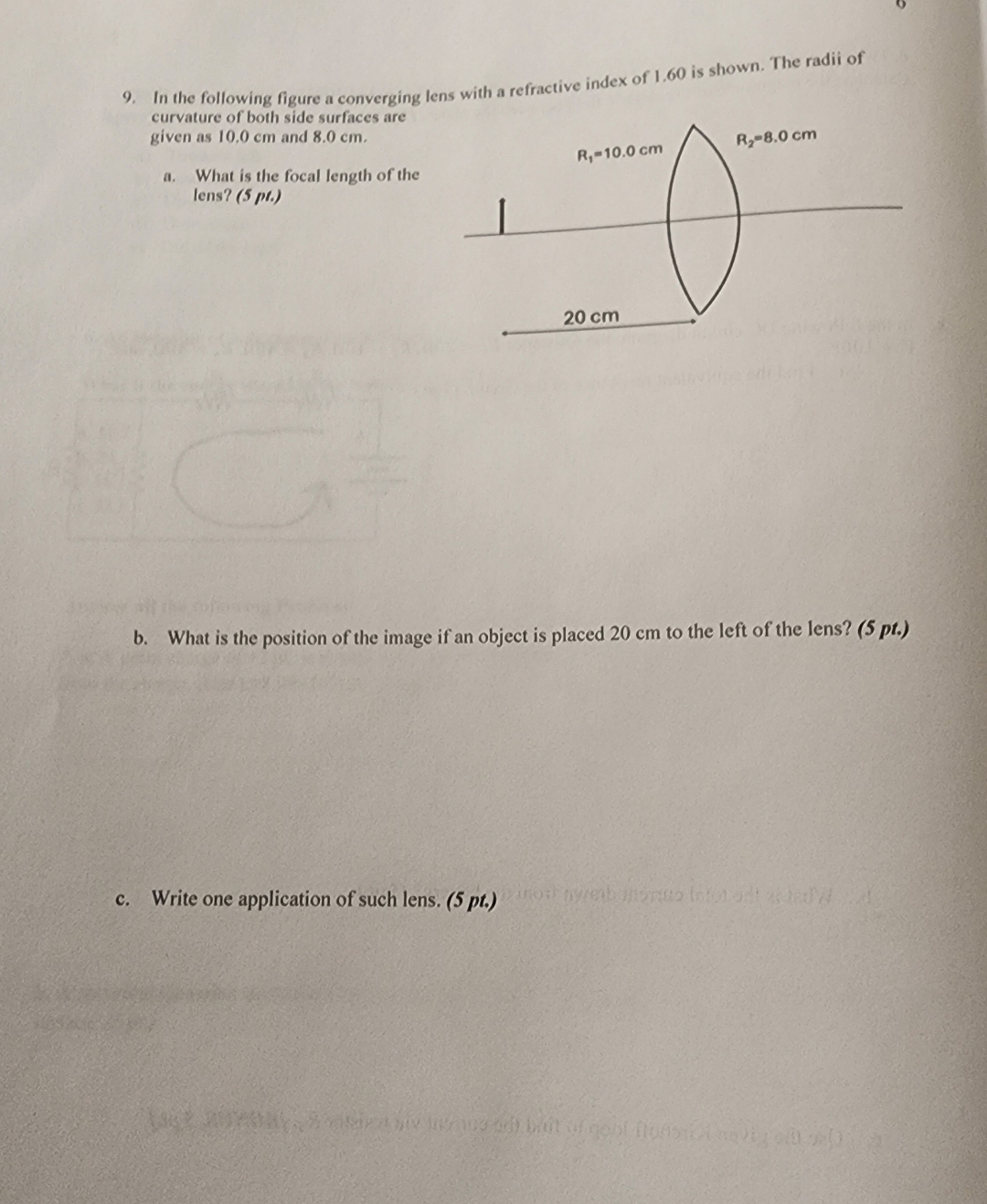 Solved In the following figure a converging lens with a | Chegg.com