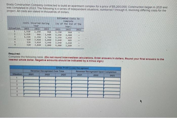 Solved Brady Construction Company contracted to build an | Chegg.com