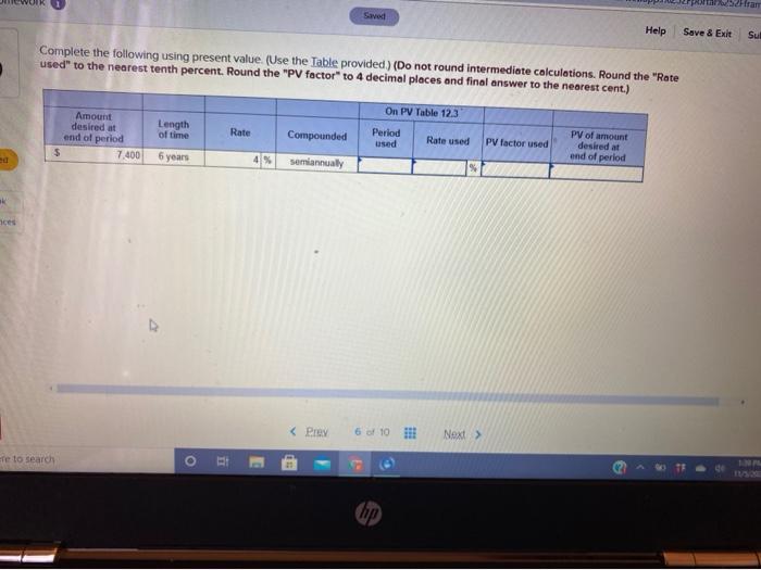 Solved Savod Help Save & Exit Sul Complete the following | Chegg.com