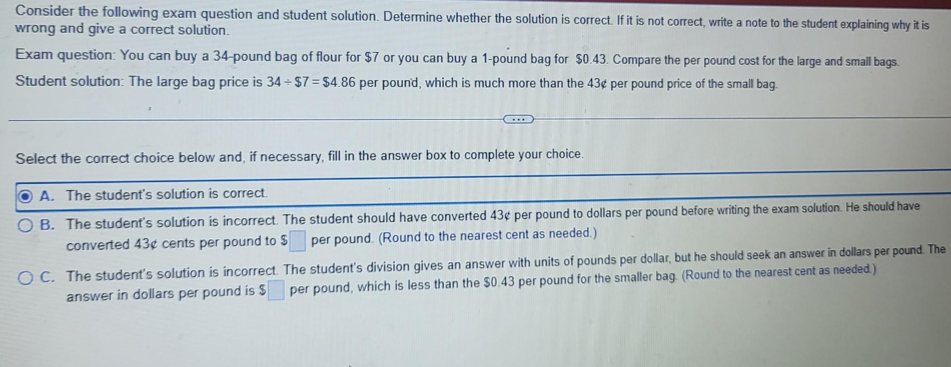 Solved Consider the following exam question and student | Chegg.com