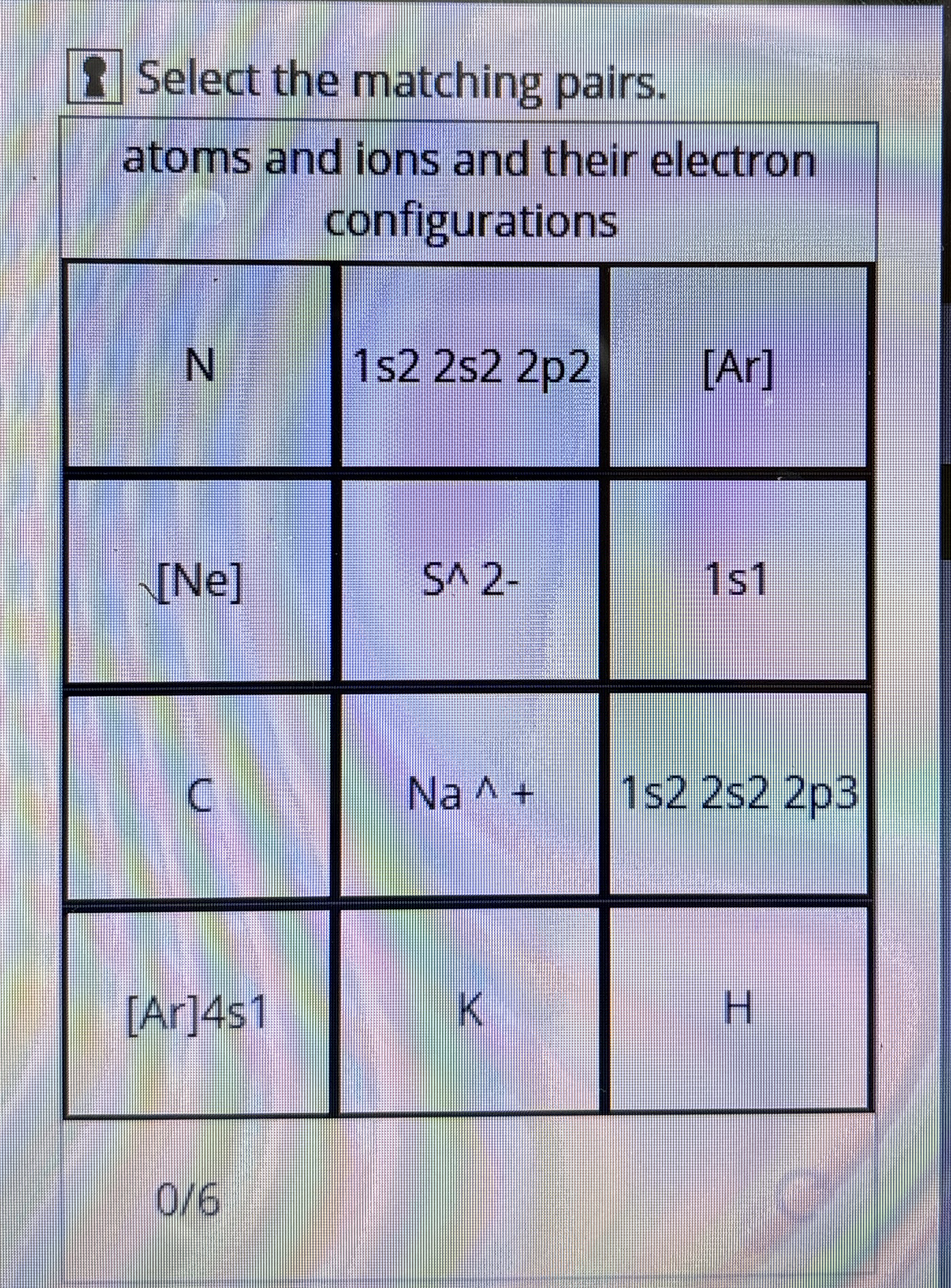 Select the matching pairs.atoms and ions and their | Chegg.com