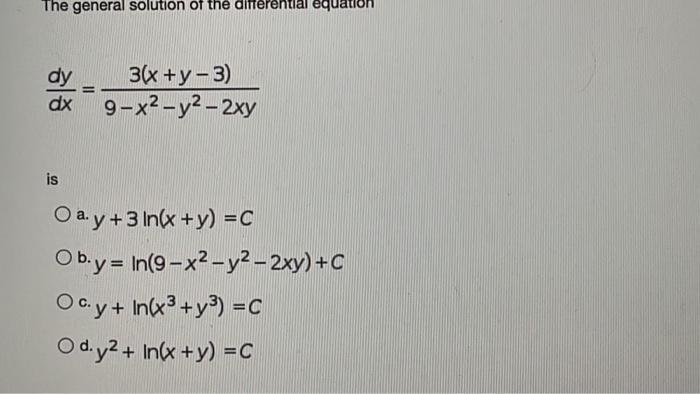 Solved The general solution of the differential equation | Chegg.com