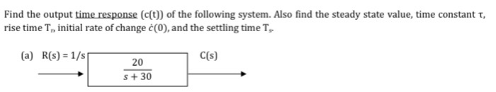 Solved Find the output time response (c(t)) of the following | Chegg.com