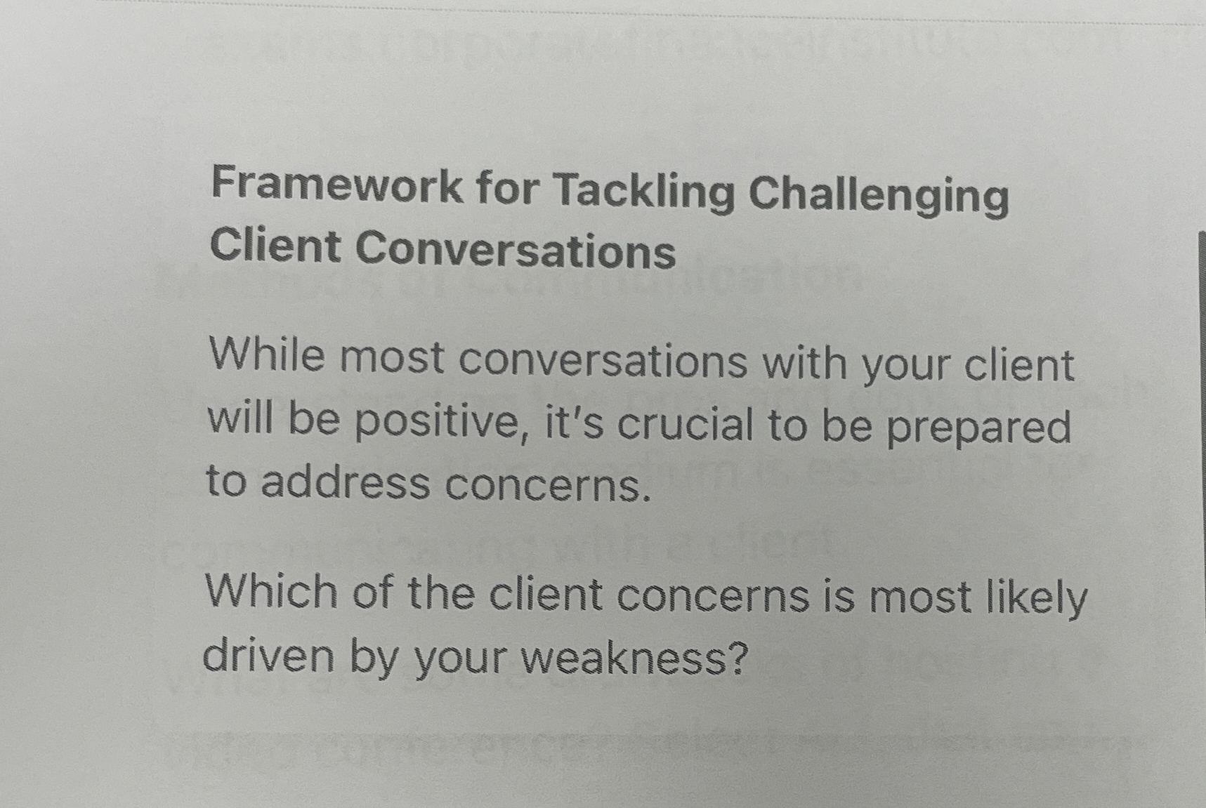 Solved Framework for Tackling Challenging Client | Chegg.com