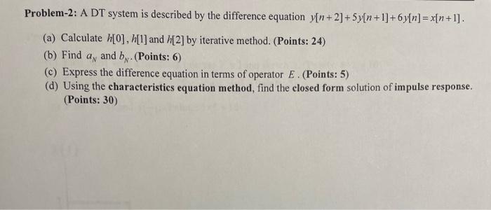 Solved Problem-2: A DT system is described by the difference | Chegg.com