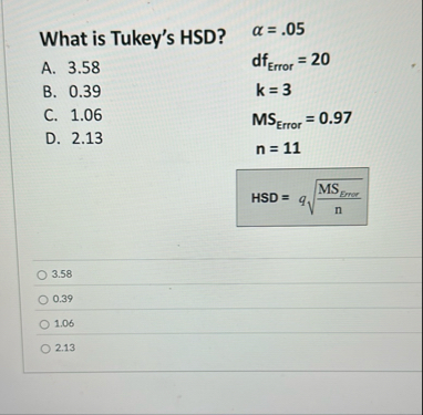 Solved What is Tukey's | Chegg.com