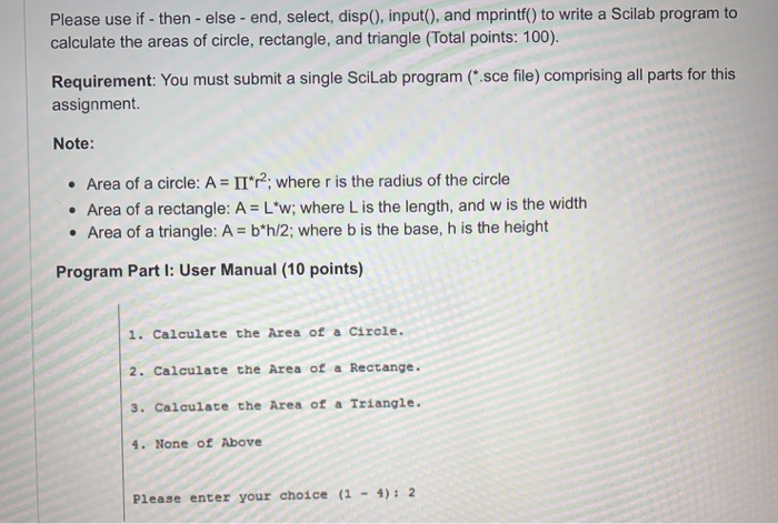 Solved Please use if - then - else - end, select, disp(), | Chegg.com