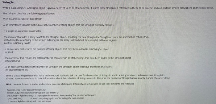Solved Stringset Write A Class Stringset A Stringset Object 9590