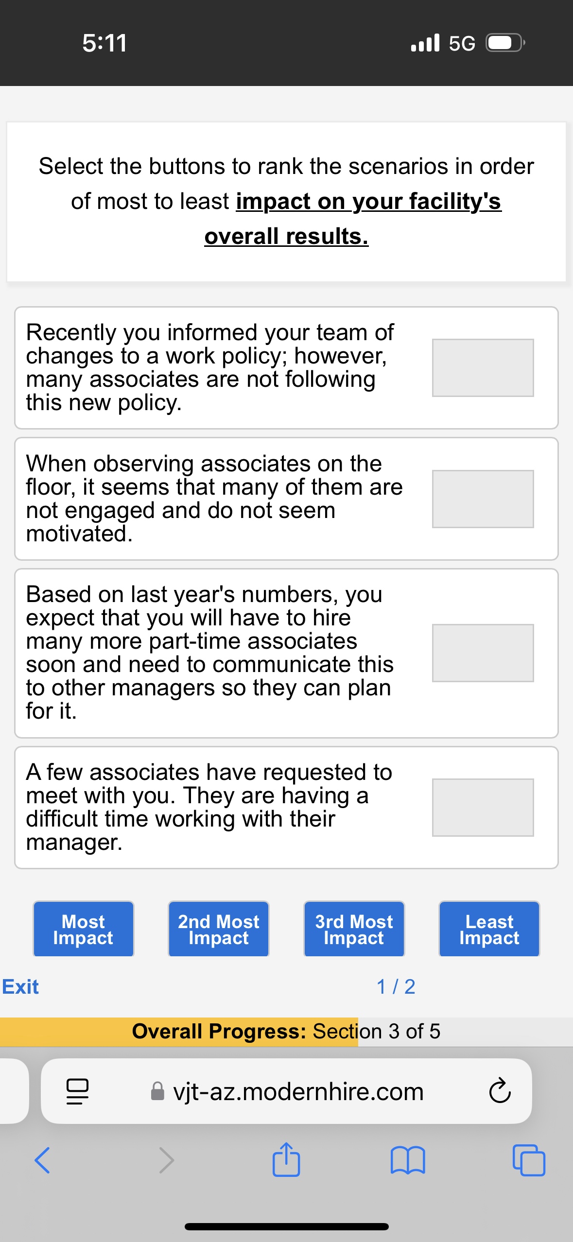 Solved Select the buttons to rank the scenarios in orderof | Chegg.com