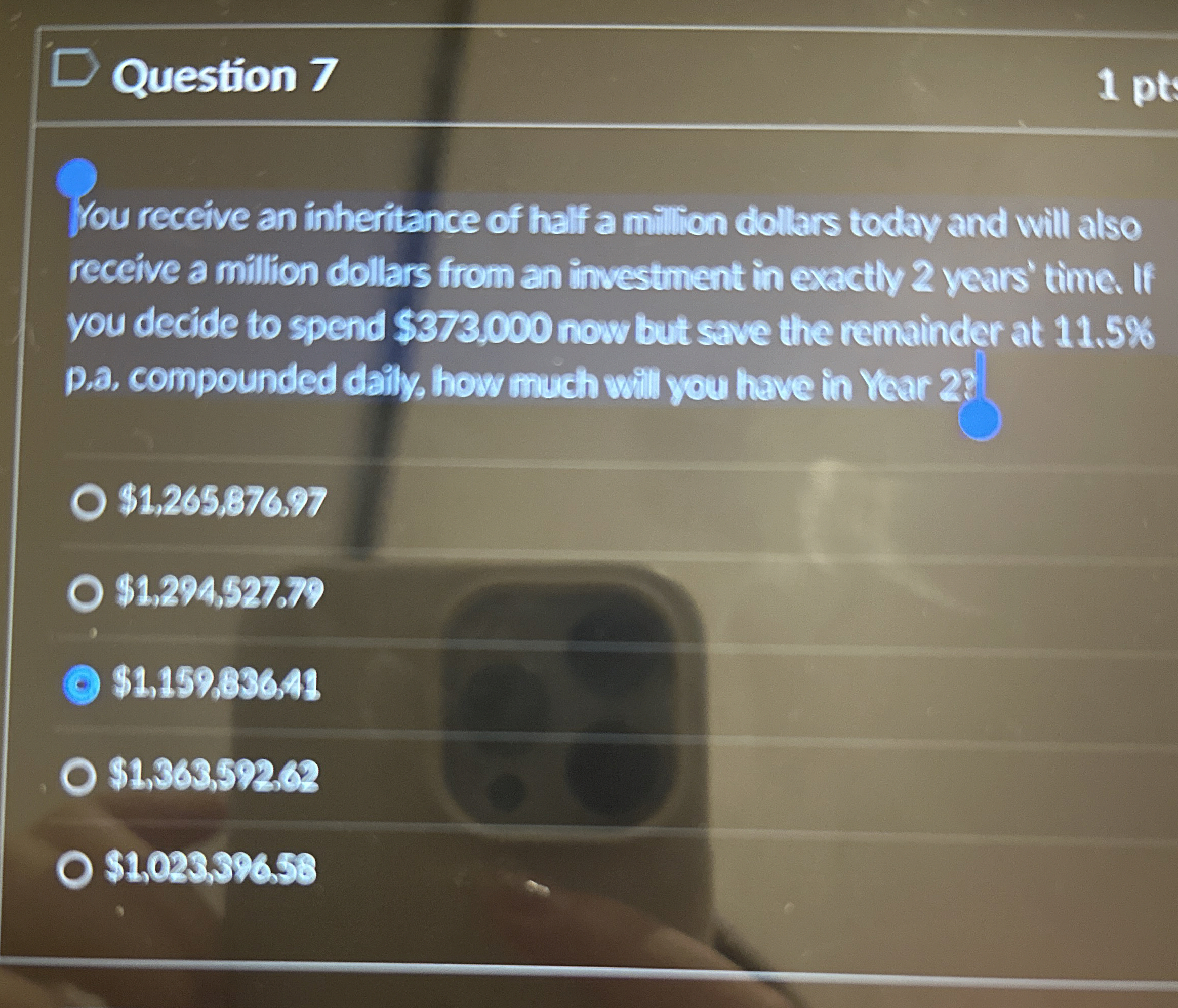 Solved Question 7You receive an inheritance of half a milion | Chegg.com