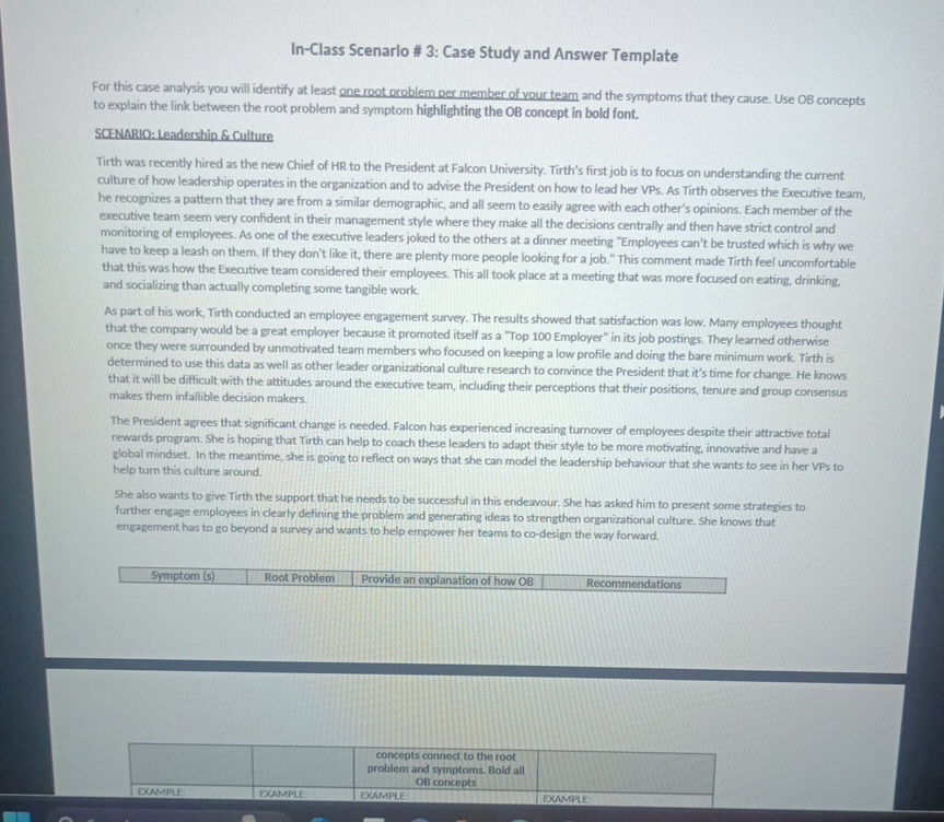 Solved In-Class Scenarlo # 3: Case Study and Answer | Chegg.com