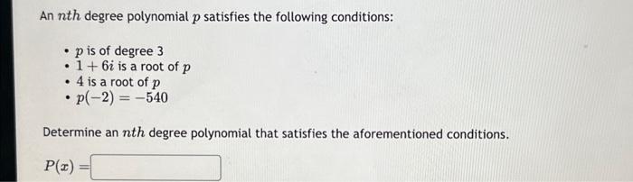 Solved An nth degree polynomial p satisfies the following | Chegg.com