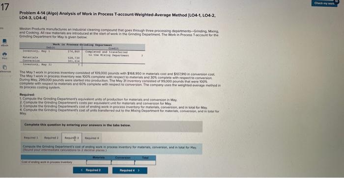 Solved Problem 4 14 Algo Analysis Of Work In Process 