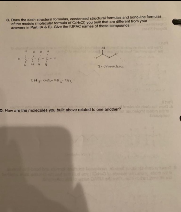 Solved C. Draw the dash structural formulas, condensed | Chegg.com