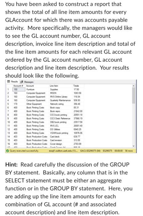 Solved You have been asked to construct a report that shows | Chegg.com