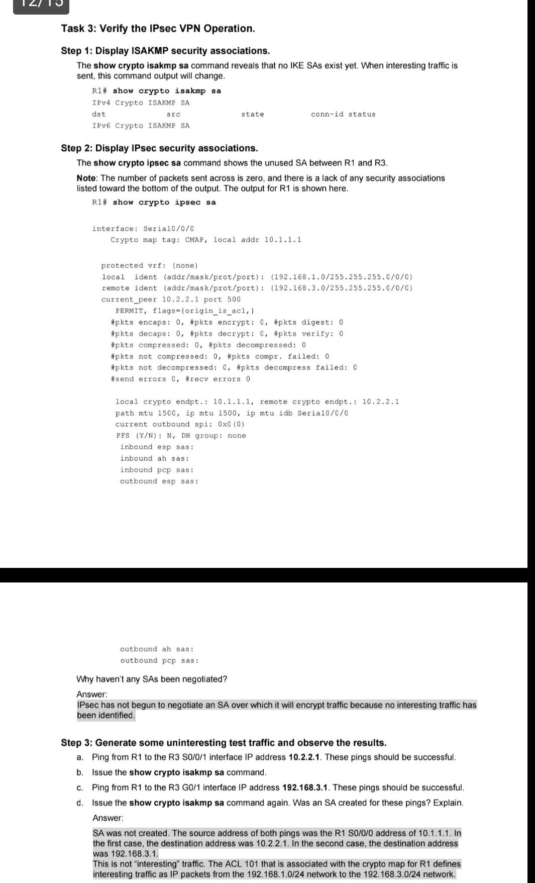 CSCB354 LAB WORK Lab 6: Configuring a Site-to-Site | Chegg.com