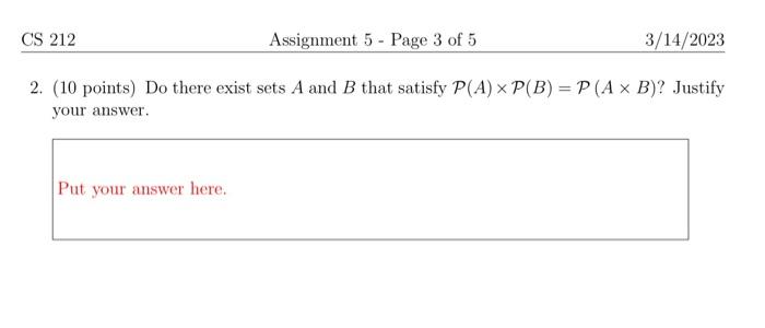 Solved (10 points) Do there exist sets A and B that satisfy | Chegg.com