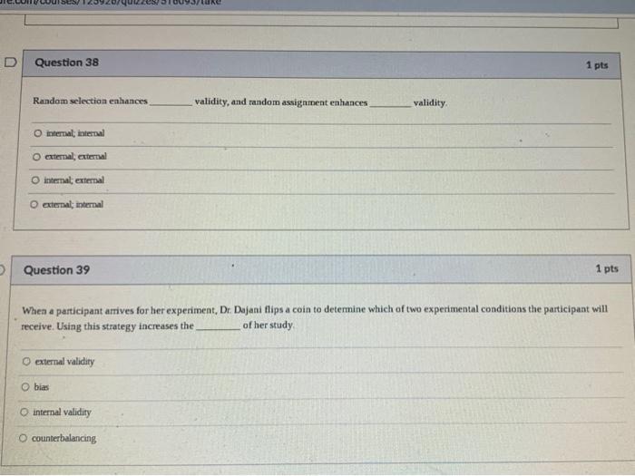 Solved Coro U Question 38 1 pts Random selection enhances | Chegg.com